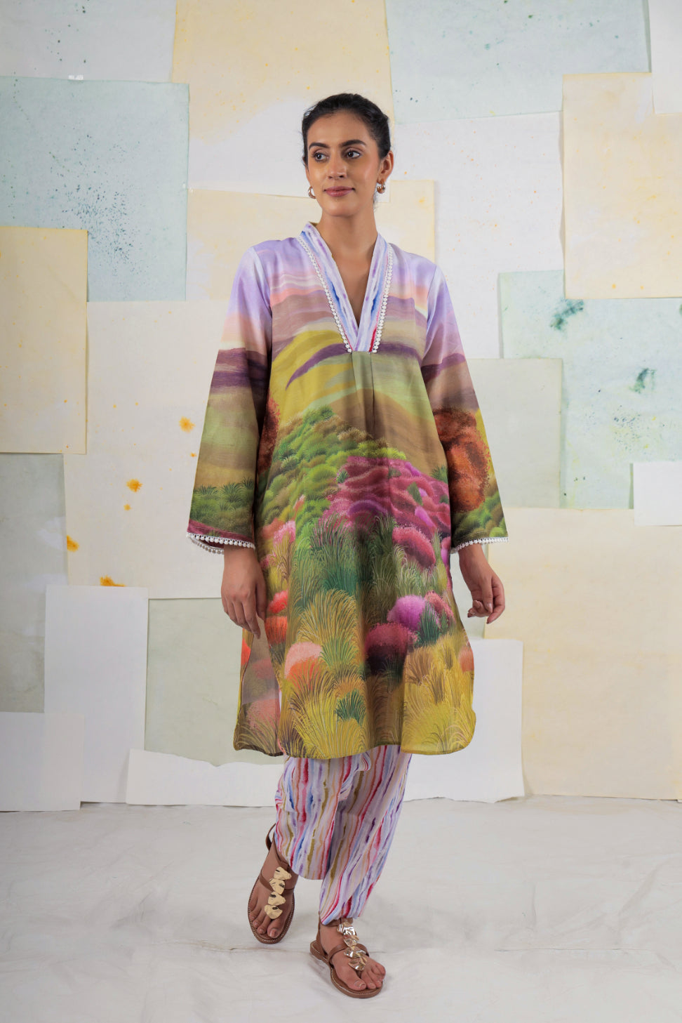 Soft Wood Scape Kurta Set – Buta Buti